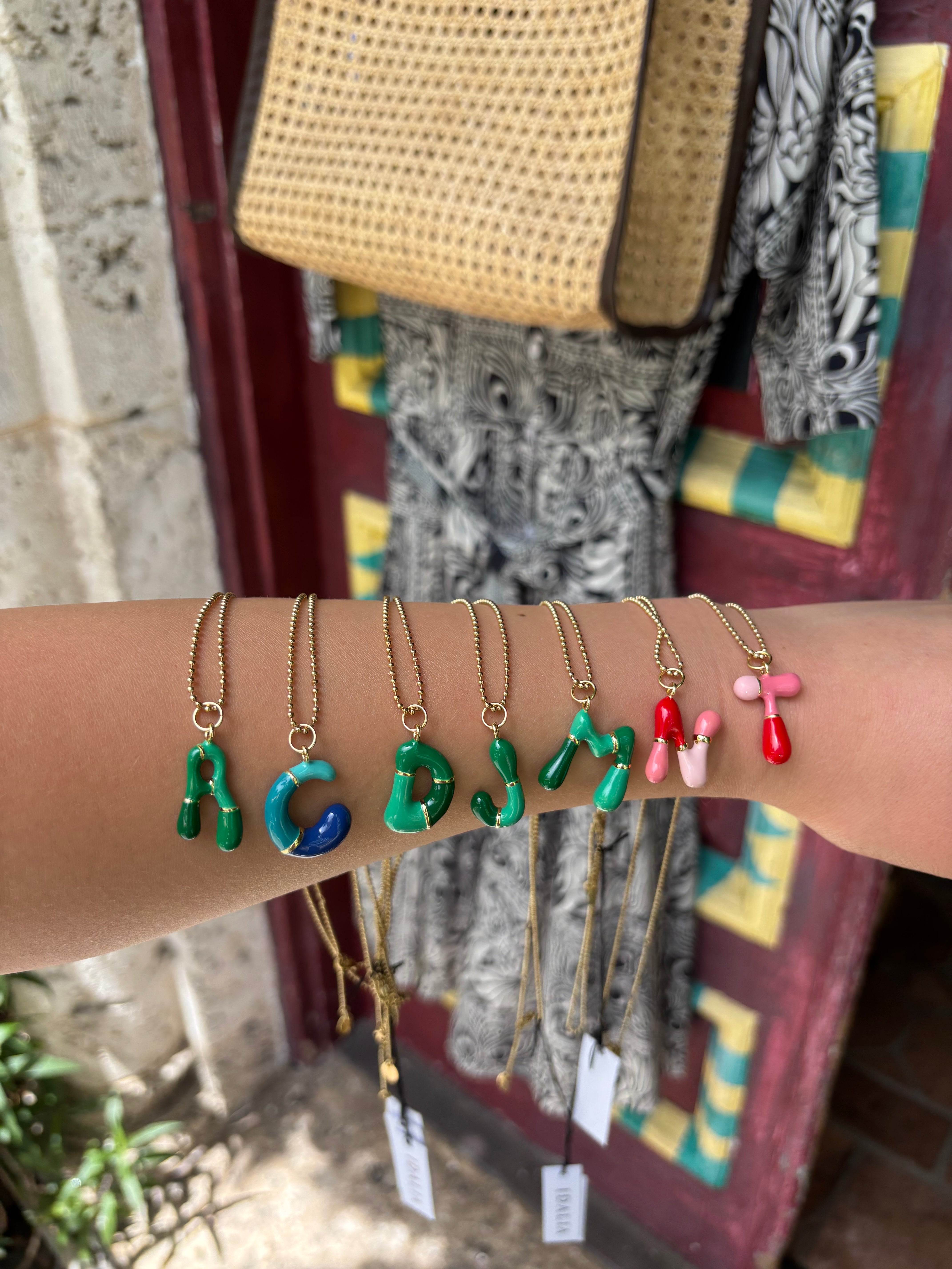 Idalia | Personalized Enamel Letter Charm Necklace – The Kemble Shop